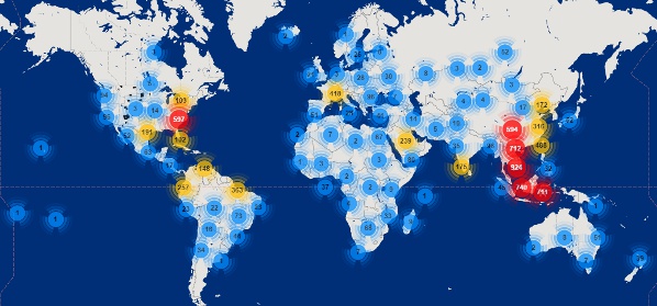 ap of all IPs used for Shotgun DDoS attacks, during a 31-day period