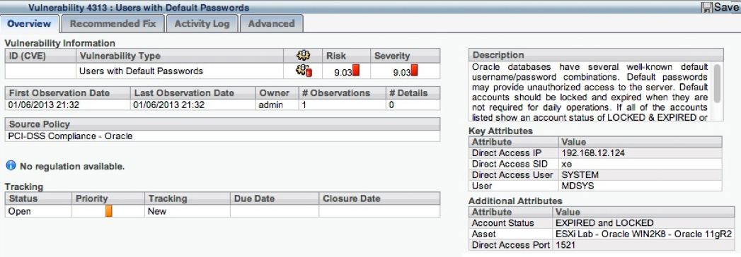 securesphere vulnerability info dialog