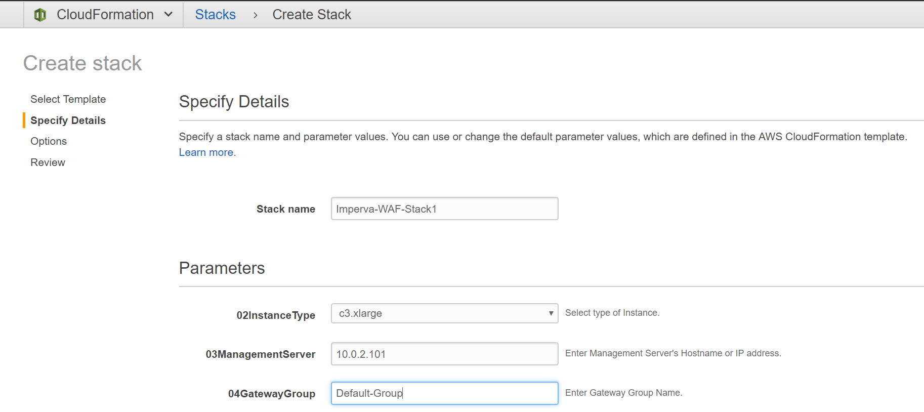 cloud formation create stack -3