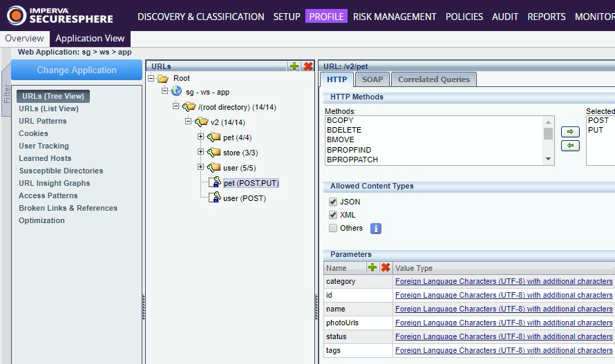 Imperva SecureSphere WAF automatically builds API profiles Imperva SecureSphere WAF automatically builds API profiles