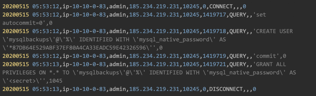 The end result of the attack – our honeypot database was hijacked.