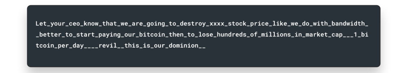 This example message below, which has been edited to remove the ...