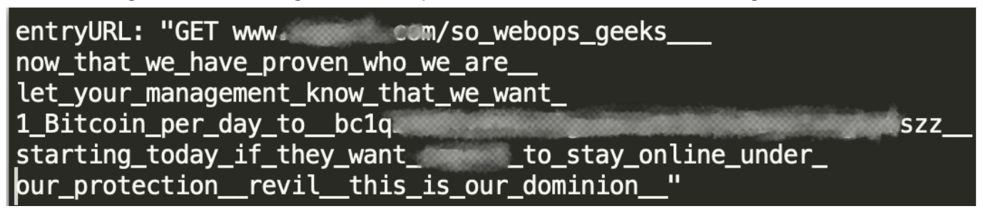 The following sinister message was incorporated into one of the URLs ...