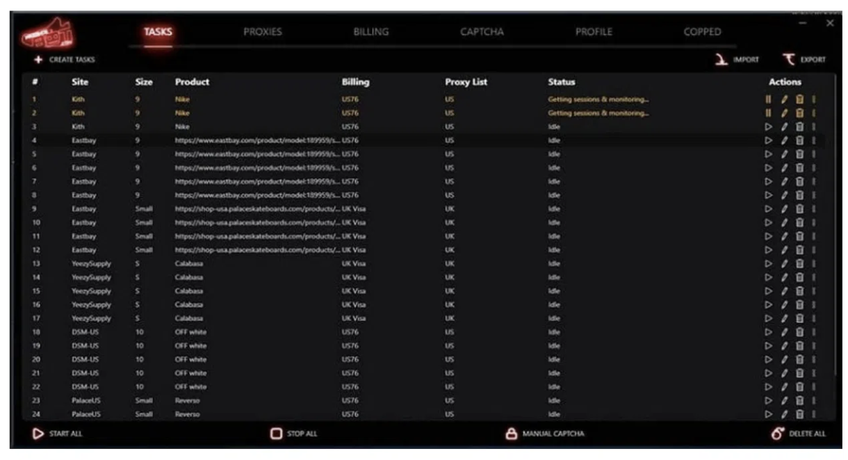 Task dashboard of NSB