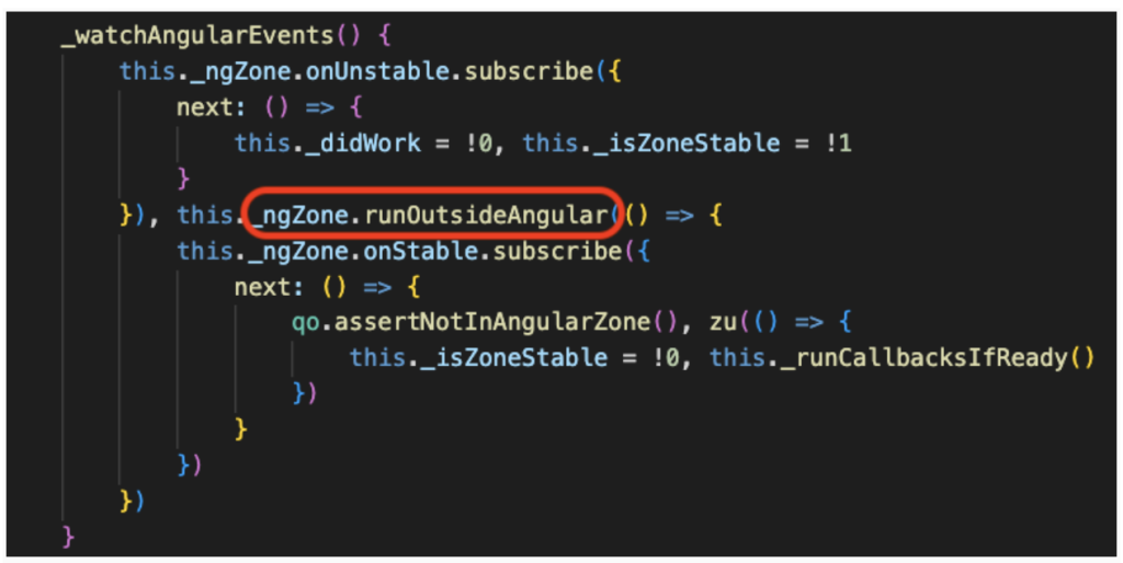 Figure 7: Angular syntax inside the JavaScript code