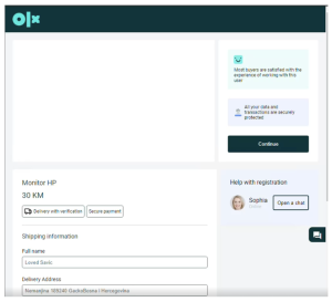 Screenshot of OLX website