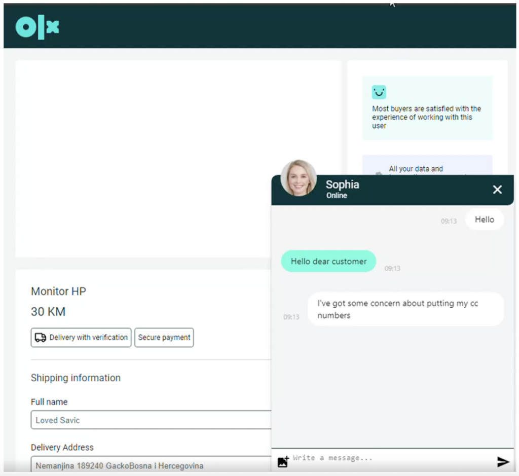 Figure 21: Customer chat interface