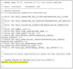 Start postion action using the mysqlbinlog tool