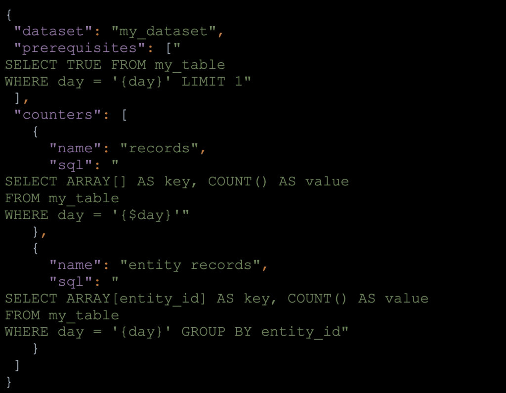 Figure 2: Dataset configuration file example