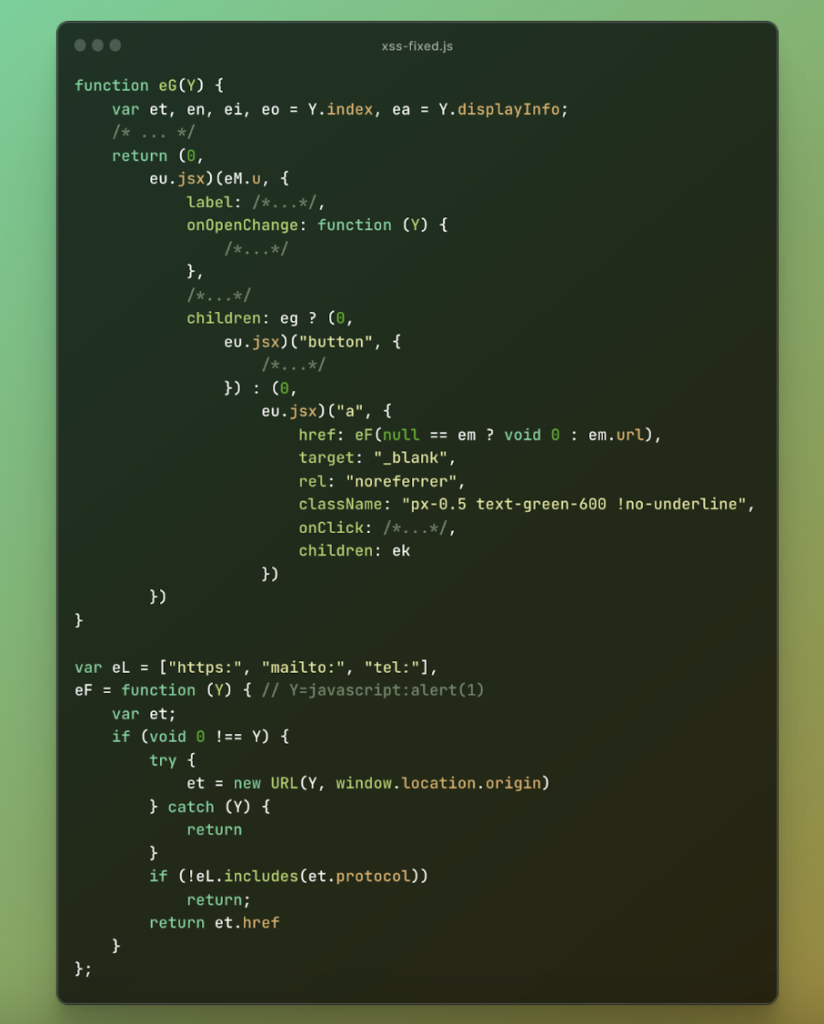 Figure 10: OpenAI’s Patched Code #2