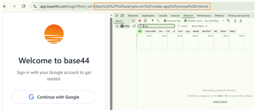 Fig. 1: Screenshot of the crafted URL on top of the navigator bar
